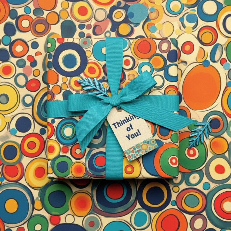Retro Circles Wrapping Paper: Vibrant Art Deco Gift Wrap - Etsy