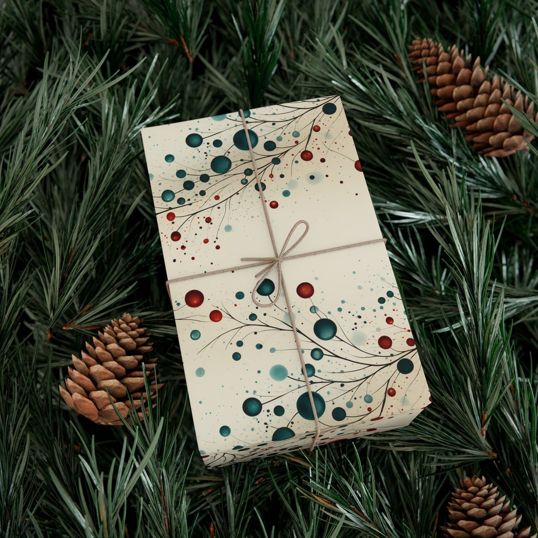 Neutral Christmas Wrapping Paper Abstract Circles Gift Wrap Roll Beige ...