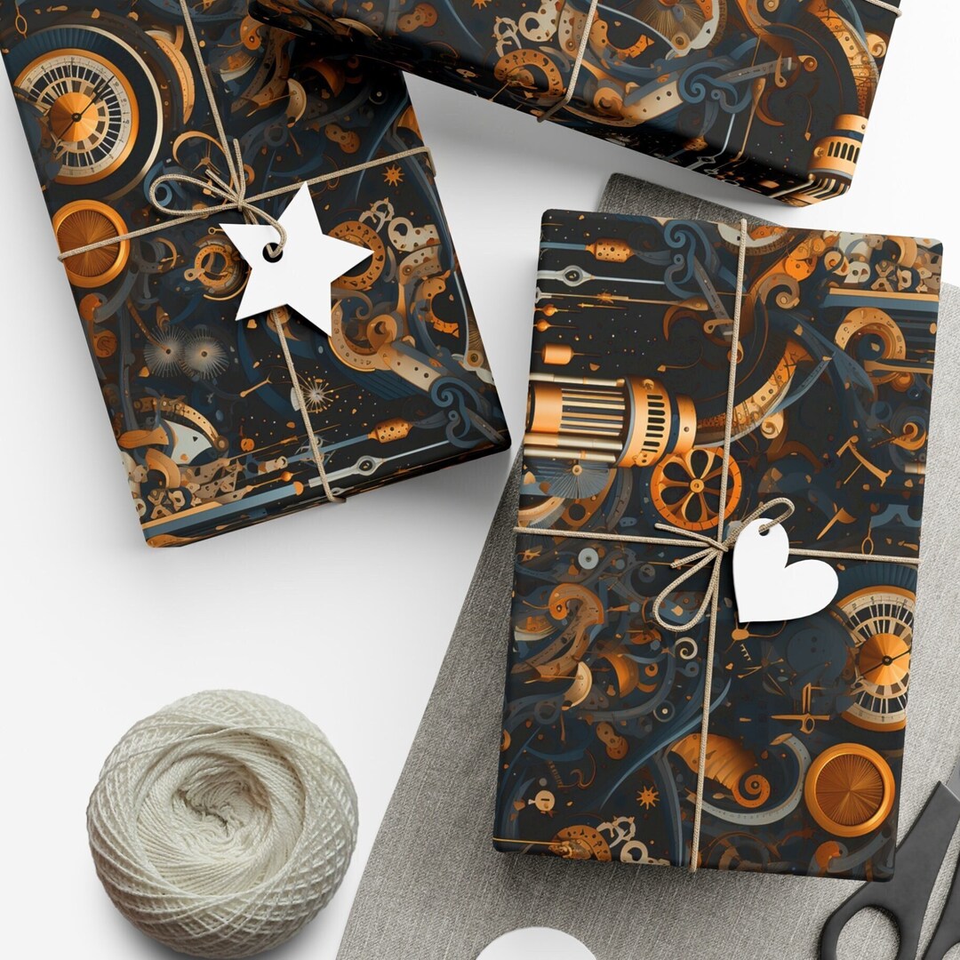 Steampunk Wrapping Paper Mechanical Gift Wrap Elegant Wrapping Paper ...