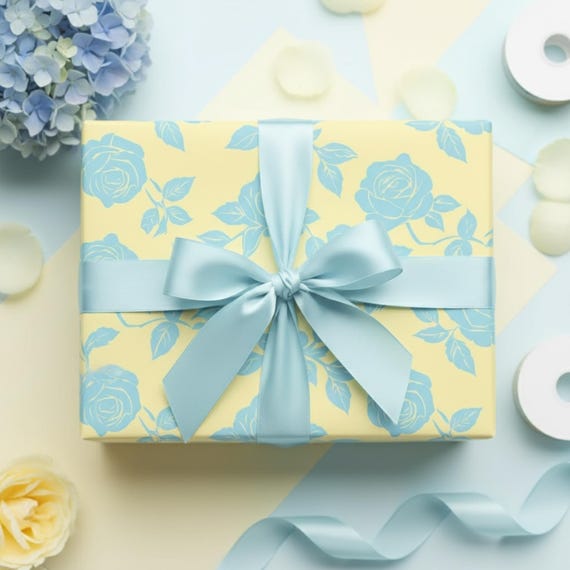 Elegant Light Blue Gift Wrapping
