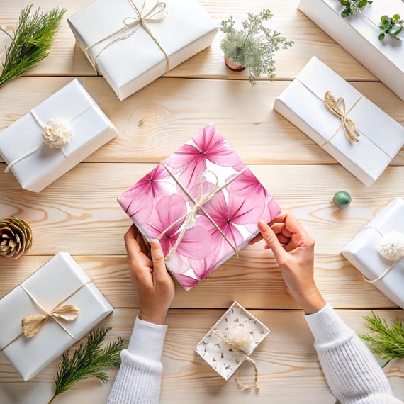 Buy Pink Flower Gift Wrapping Paper Floral Present Paper Pink Flowers Delicate Vibrant Valentines Day Gift Wedding Wrapping Paper Romantic Gift Online in India Etsy