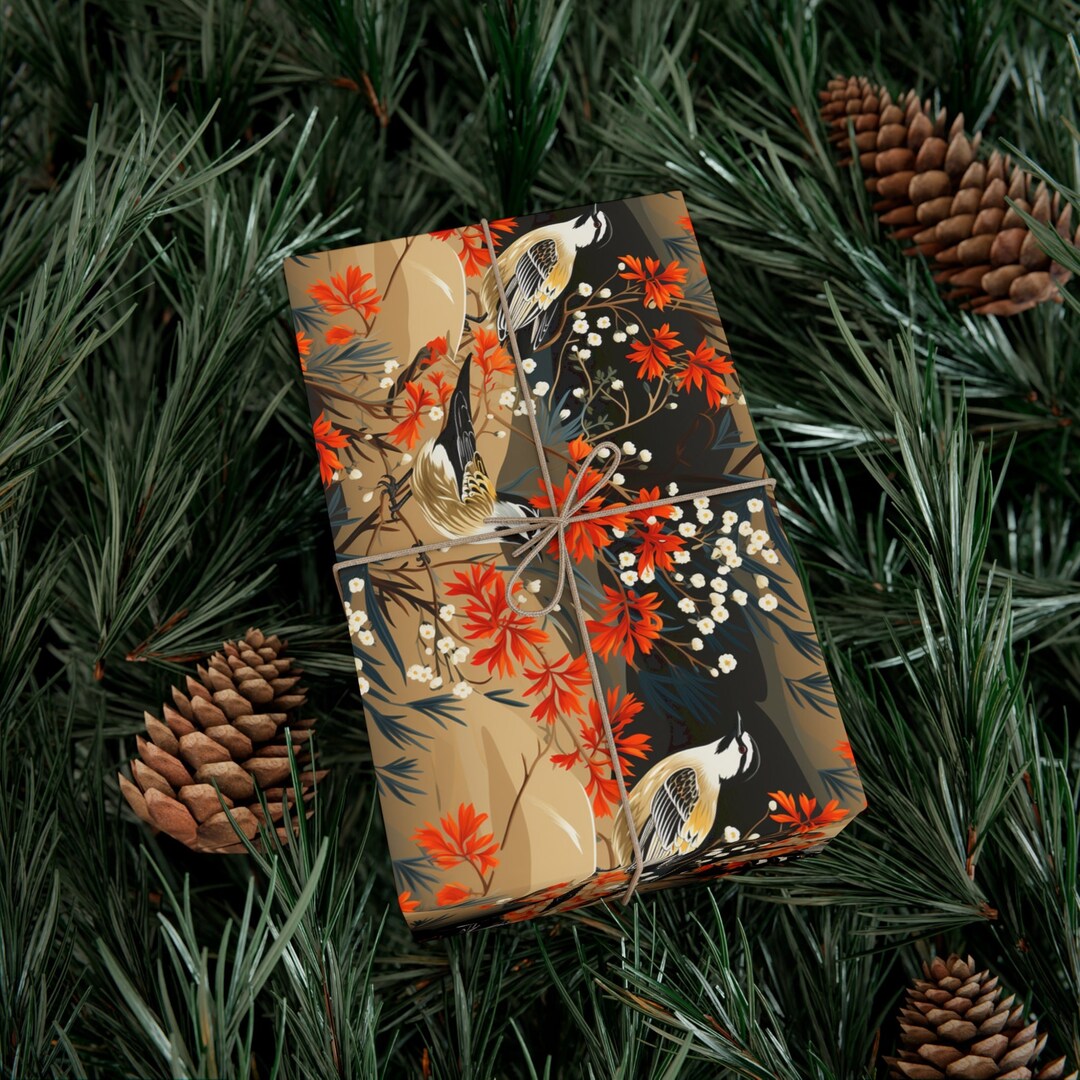 Birds and Flowers Wrapping Paper Bird Lover Gift Wrap Roll Bird ...