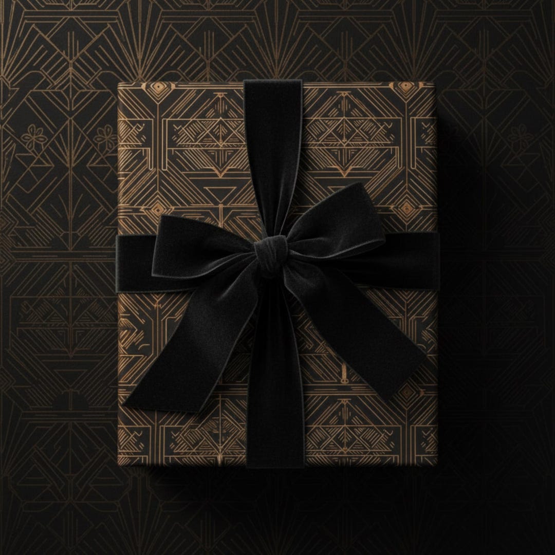 Art Deco Wrapping Paper: Black & Gold Geometric Gift Wrap - Etsy