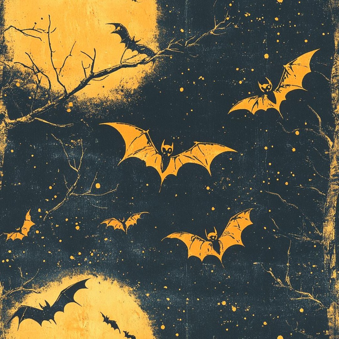 Vampire Bat Wrapping Paper Halloween Gift Wrap Retro 1940s Pattern ...