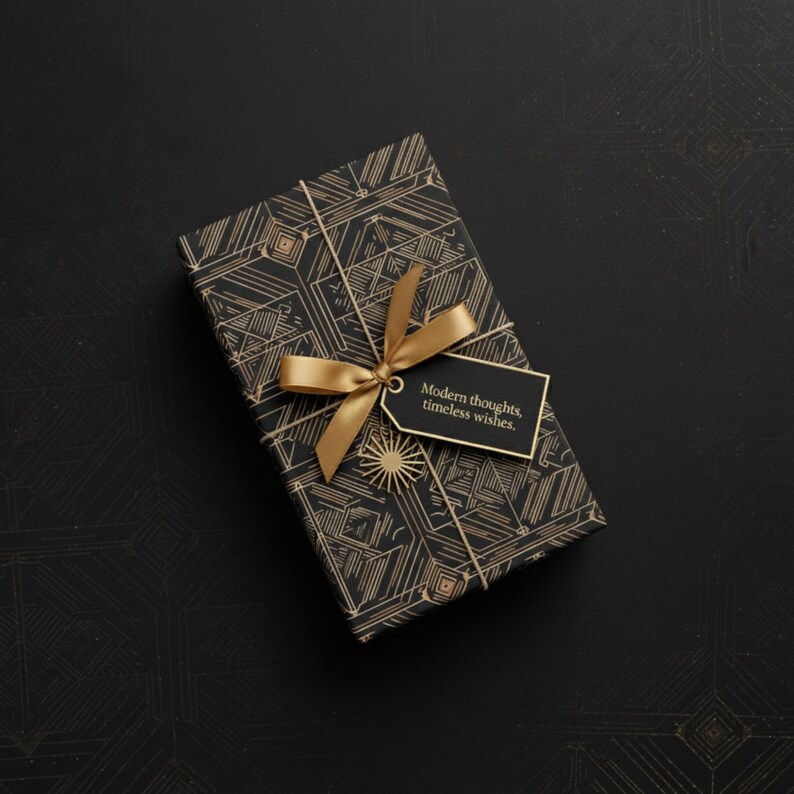 Art Deco Wrapping Paper: Black & Gold Geometric Gift Wrap - Etsy