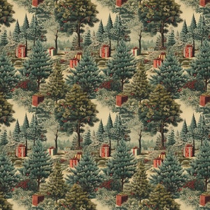 Vintage Christmas Wrapping Paper Retro Style Joyful Holiday Gift Wrap ...