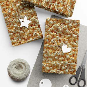 Popcorn Wrapping Paper Movie Night Gift Wrap Popped Corn Paper Birthday ...