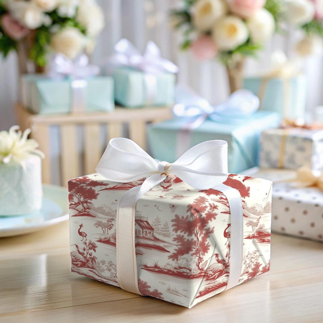 Rust Chinoiserie Wrapping Paper Rust and White Gift Wrap Paper ...