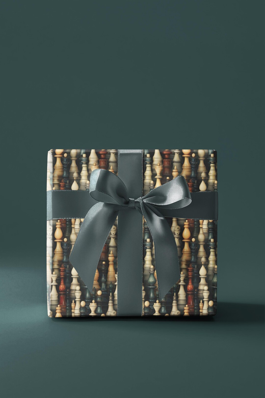 Chess Piece Gift Wrapping Paper Black Game Strategy Elegant ...