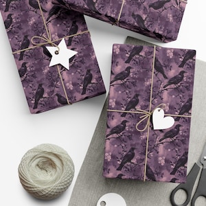 Purple Raven Wrapping Paper Deep Purple Gift Wrap Dark Bird Gift Wrap ...