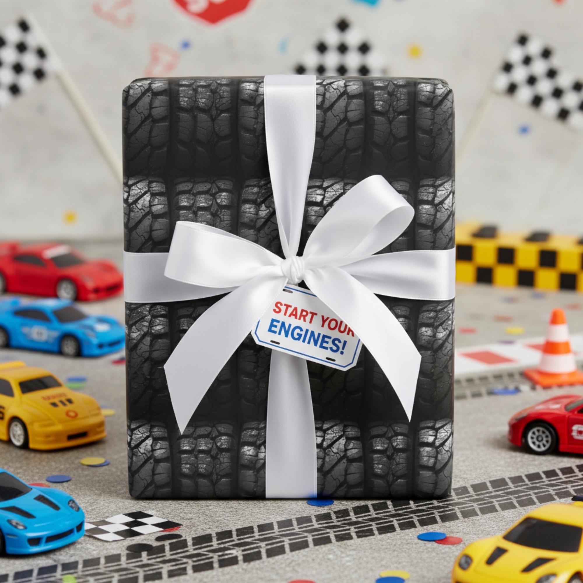Black Tire Tread Wrapping Paper: Automotive Gift Wrap, Car Enthusiast ...