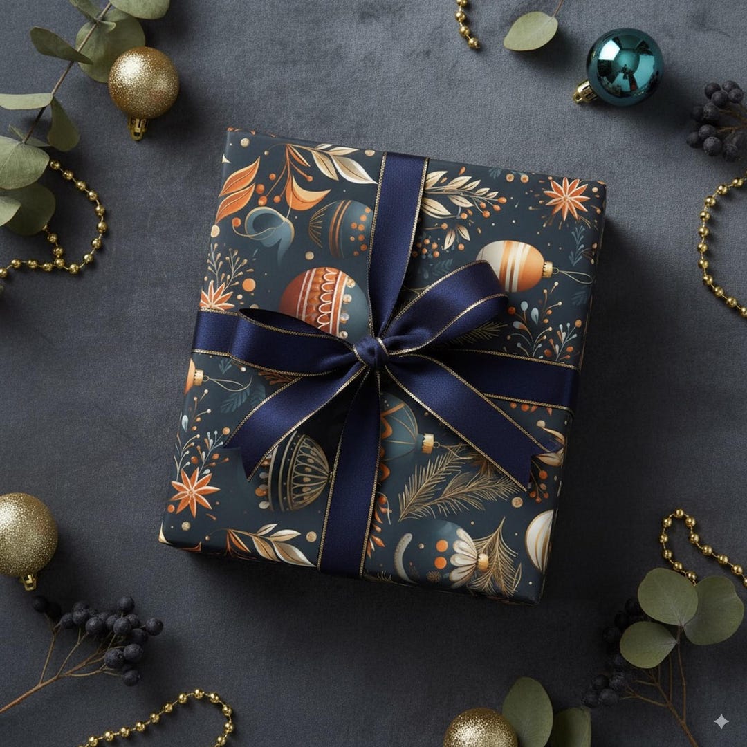 Christmas in Denver Gift Wrapping Paper Intricate Ornament Floral ...