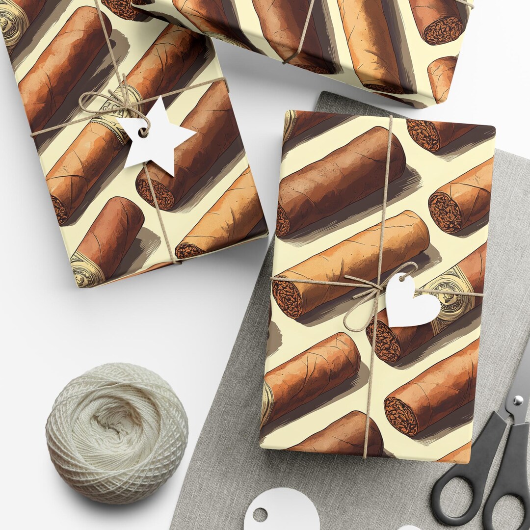 Cigar Wrapping Paper Smoker Gift Wrap Vintage Tobacco Gift Wrap Retro ...