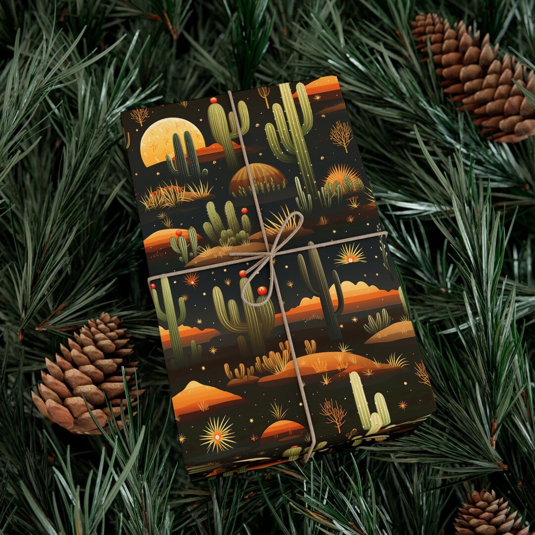 Desert Night Cactus Gift Wrap: Rustic Southwestern Wrapping Paper - Etsy