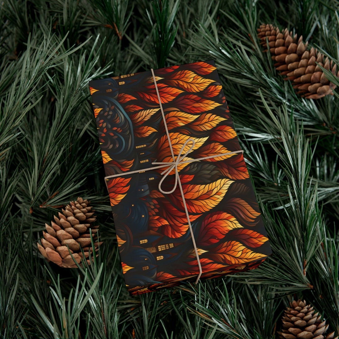 Golden Glow Gift Wrapping Paper Dark Autumn Paper Fall Gift Wrap ...