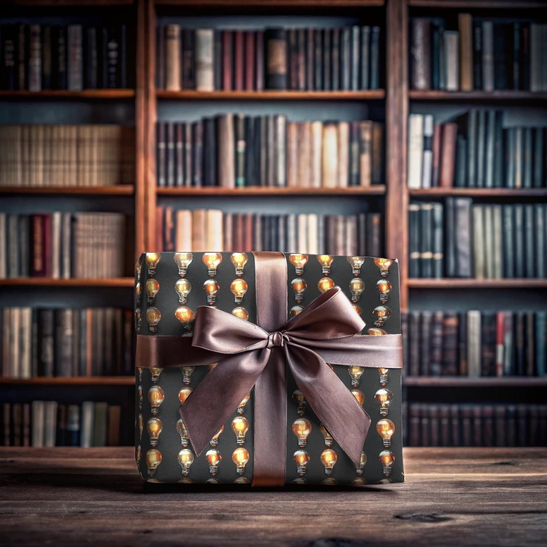 Vintage Light Bulb Wrapping Paper Edson Bulb Retro Gift Wrap Edison ...