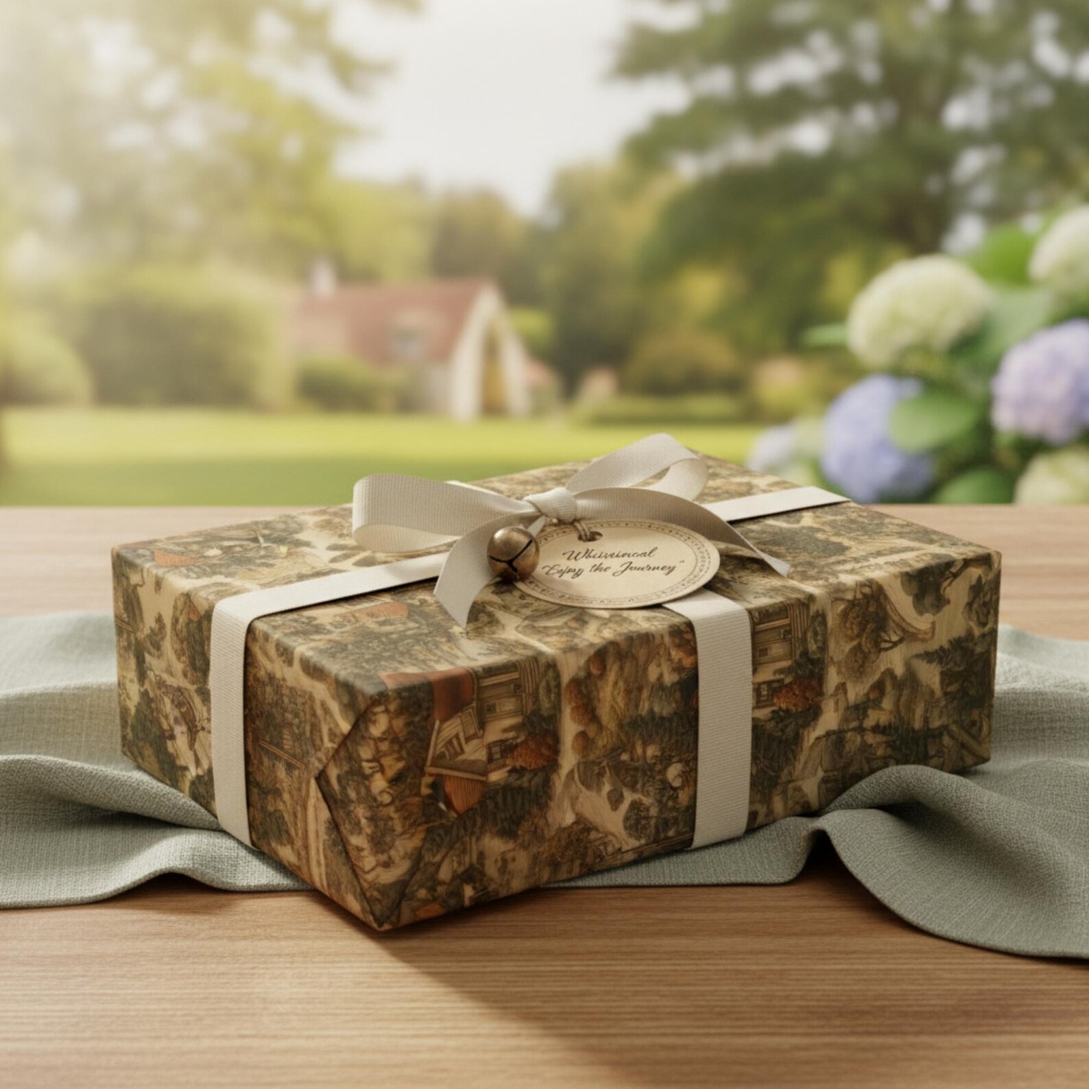 Rustic Countryside Wrapping Paper: Vintage Homestead Landscape Gift ...