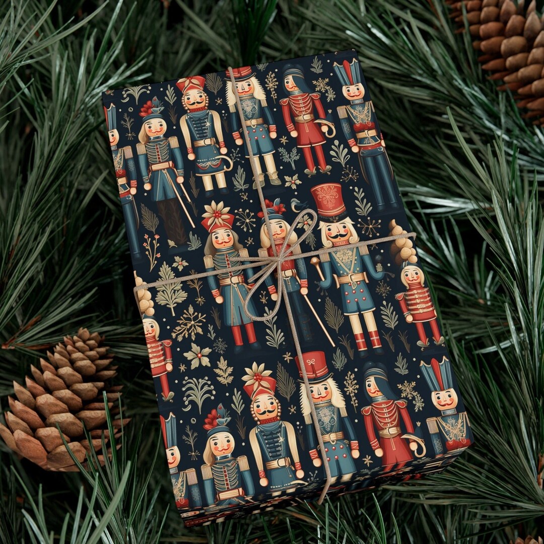 Nutcracker Holiday Gift Wrap Christmas Wrapping Paper Festive Seasonal ...