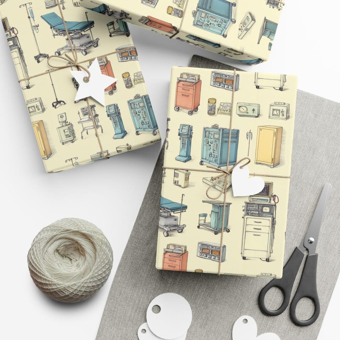 Vintage Medical Equipment Wrapping Paper Medical Gift Wrap Hospital ...