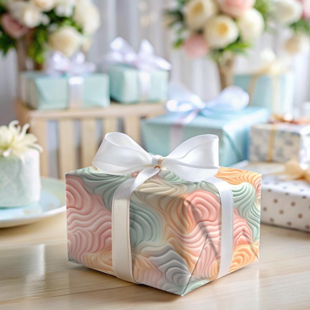 Pastel Wrapping Paper Baby Shower Gift Wrap Soft Color Dream Wrapping ...