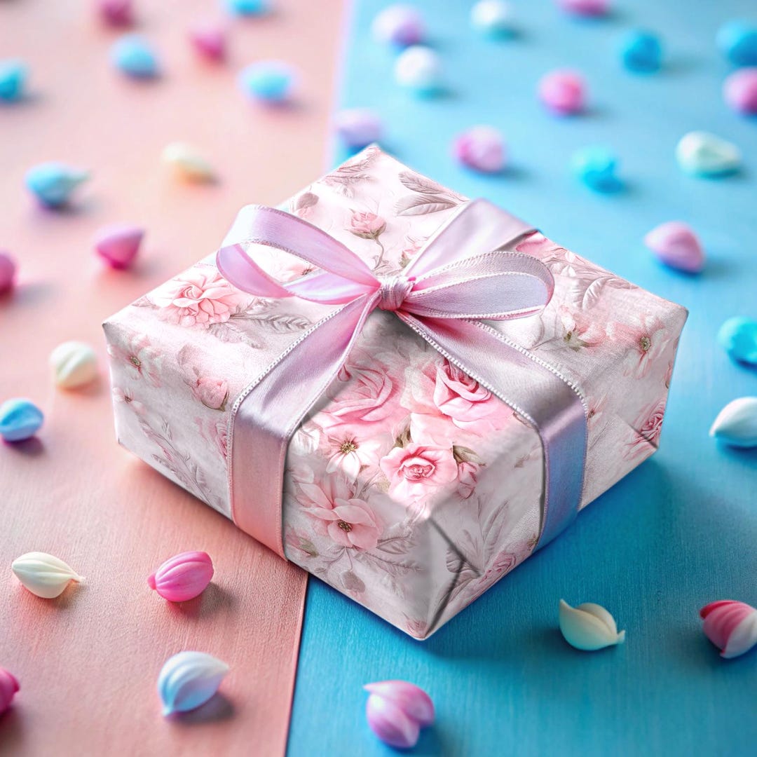 Pink Rose Wrapping Paper Rose Dream Floral Gift Wrapping Paper Baby ...