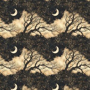Enchanted Forest Wrapping Paper Moonlit Trees Gift Wrap Nature Night ...