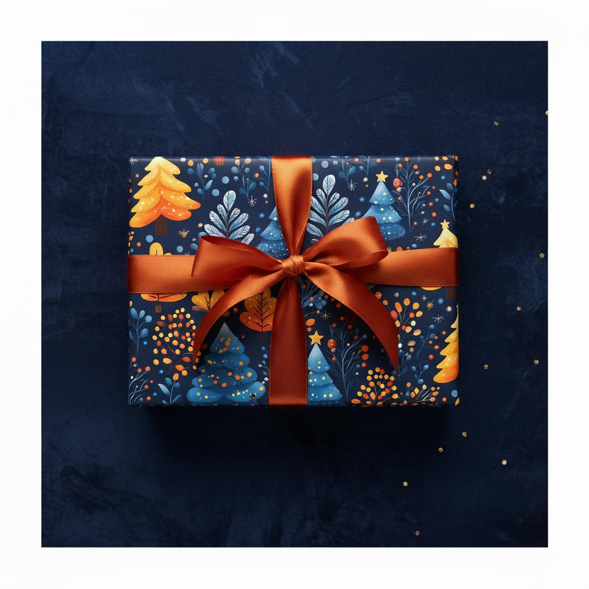 Christmas Tree Wrapping Paper Holiday Gift Wrap Bright Festive Blue ...