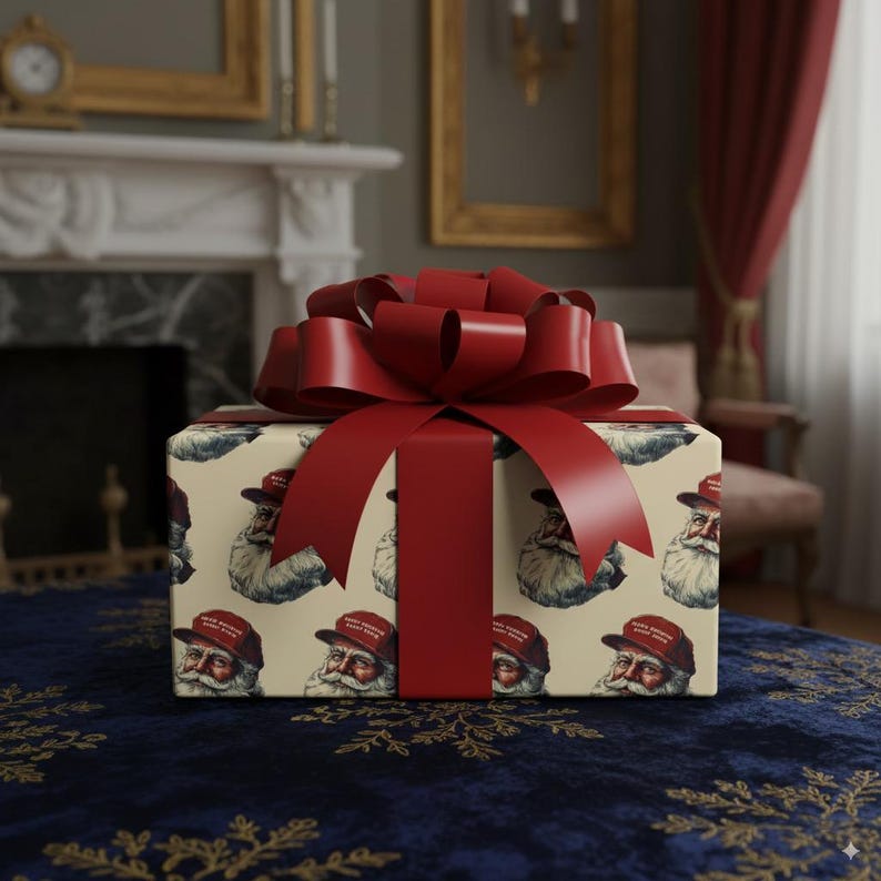 Funny Santa MAGA Hat Christmas Wrapping Paper: Political Humor Gag Gift ...