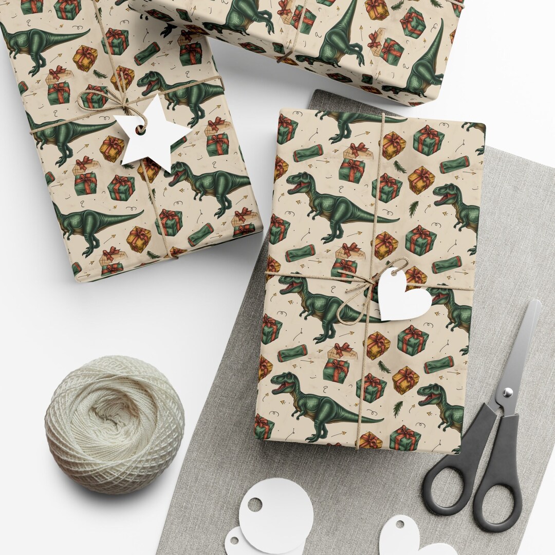 Dinosaur Wrapping Paper T-rex Gift Wrap Kids Birthday Gift Wrap Dino ...