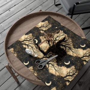 Enchanted Forest Wrapping Paper Moonlit Trees Gift Wrap Nature Night ...