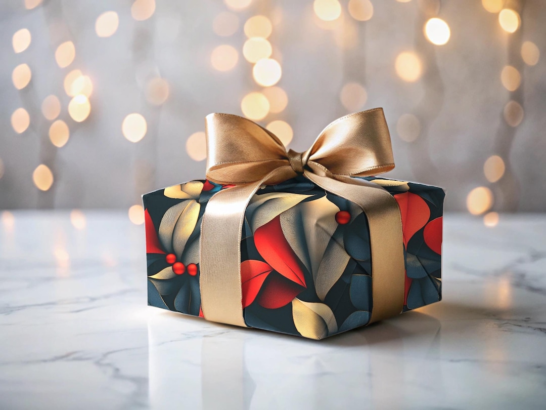 Elegant Christmas Wrapping Paper Mid Century Modern Gift Wrap Navy ...