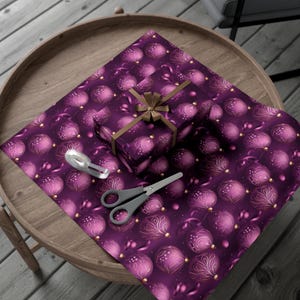 Purple Christmas Wrapping Paper: Gold Swirls, Pearl Design - Etsy
