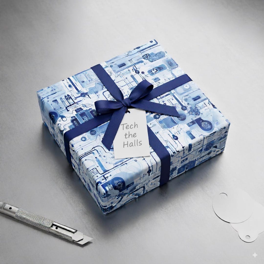 Abstract Circuit Wrapping Paper: Blue & White Electronic Design ...