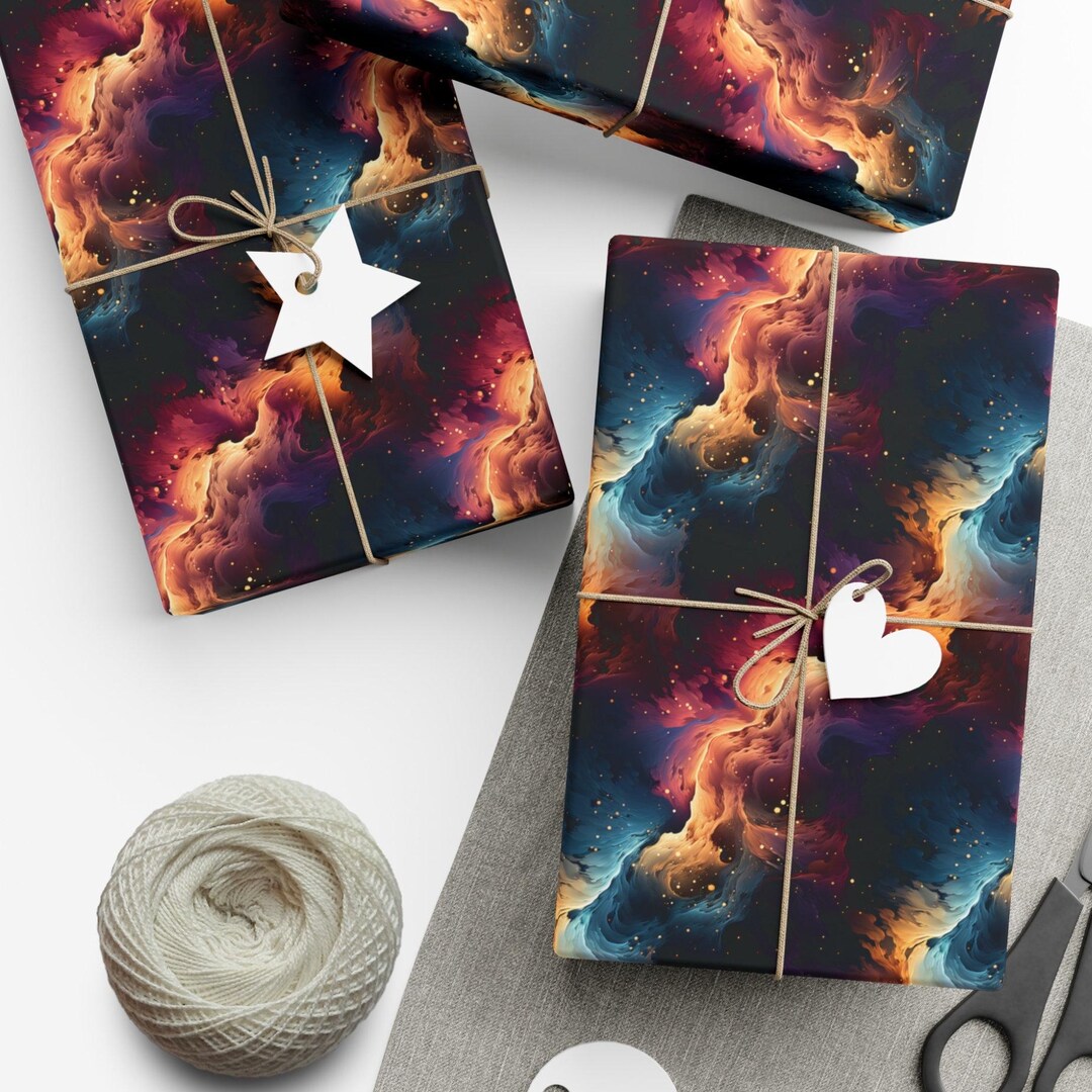 Outer Space Wrapping Paper Nebula Colorful Smokey Clouds Wrapping Paper ...