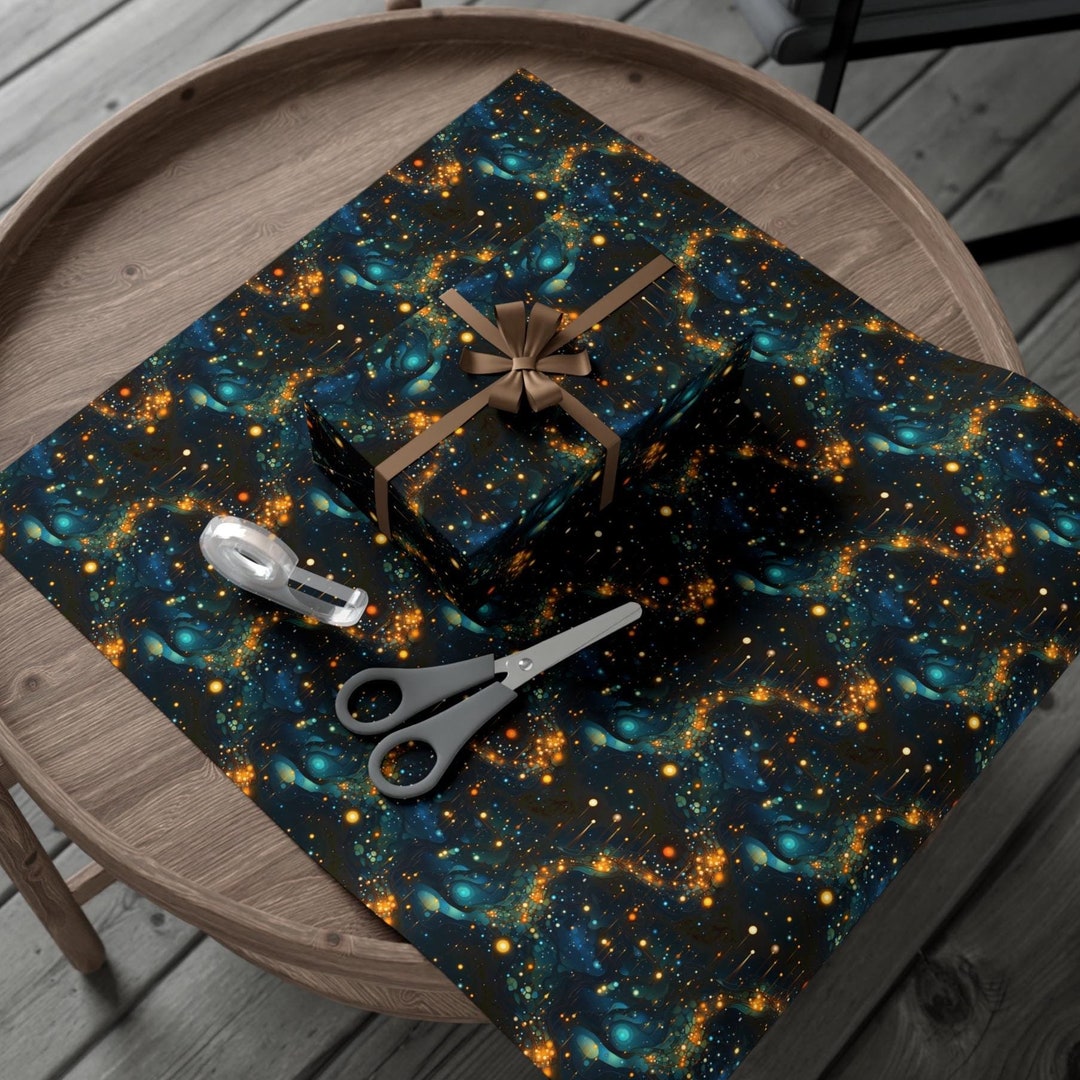 Galaxy Gift Wrapping Paper Black Outer Space Paper Space Wrapping Paper ...