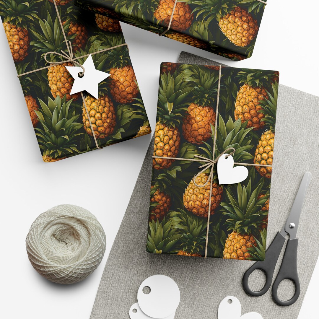 Pineapple Print Wrapping Paper: Tropical Fruit Gift Wrap - Etsy