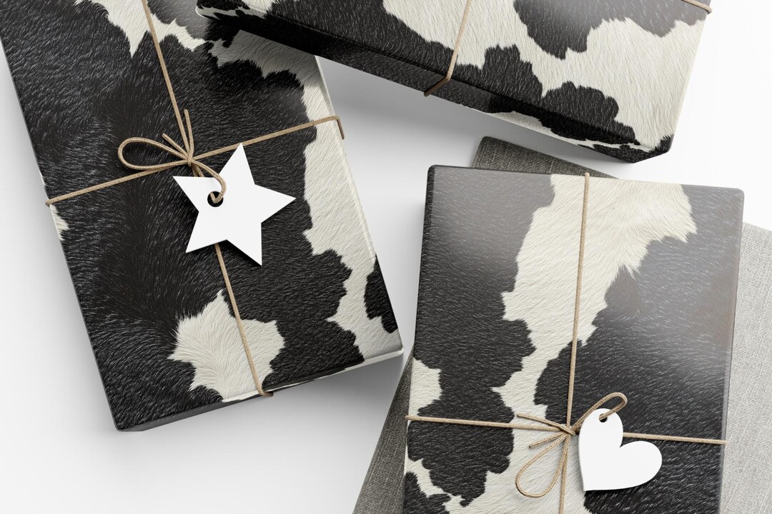 Cow Print Wrapping Paper Cowboy Gift Wrap Rustic Farmhouse Chic Paper ...