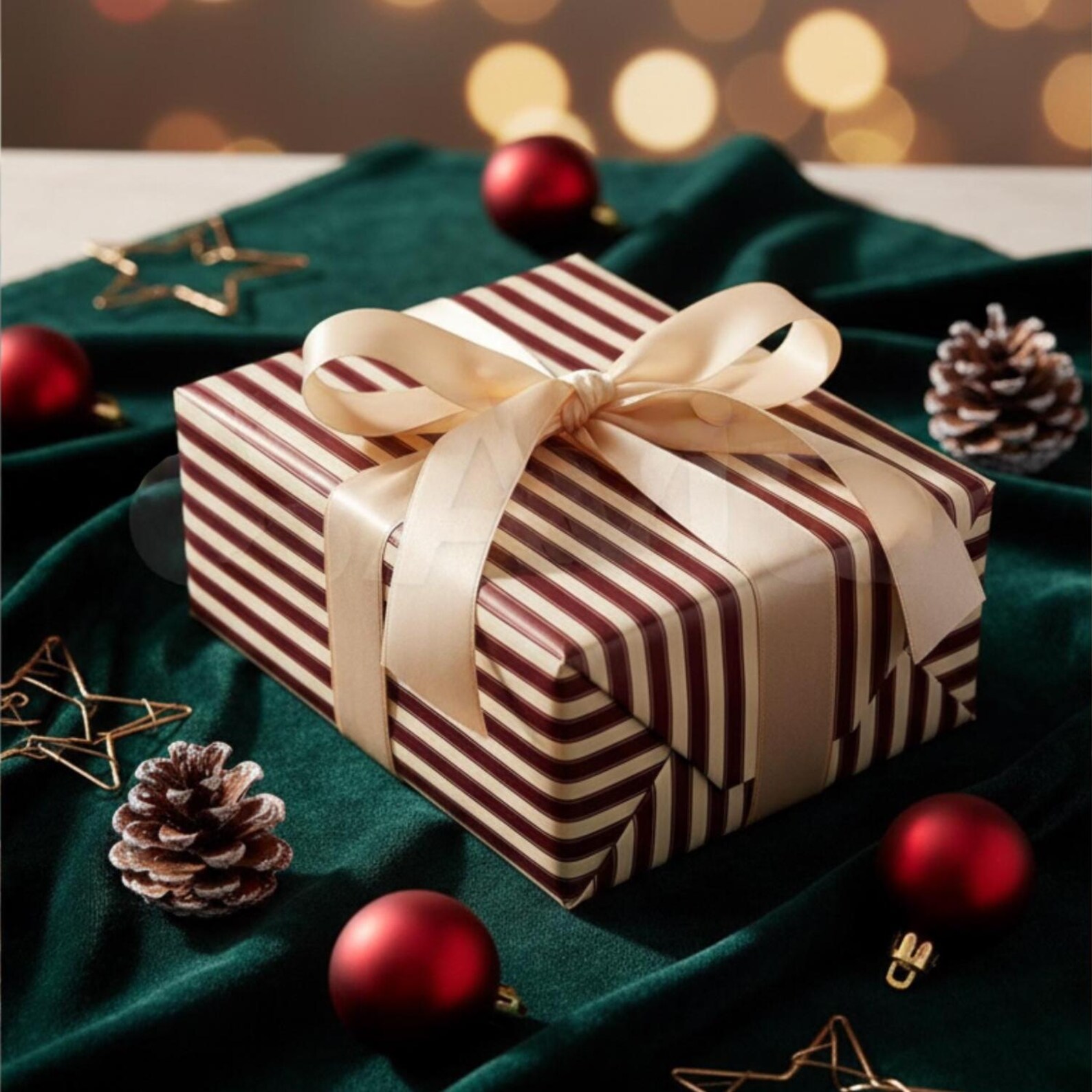 Classic Striped Wrapping Paper: Dark Burgundy Cream Gift Wrap for ...