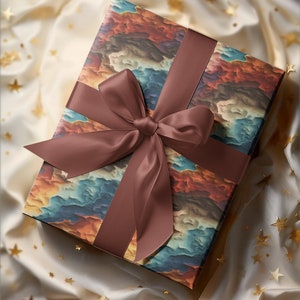 Vibrant Topographical Map Gift Wrapping Paper Rainbow Abstract Art ...