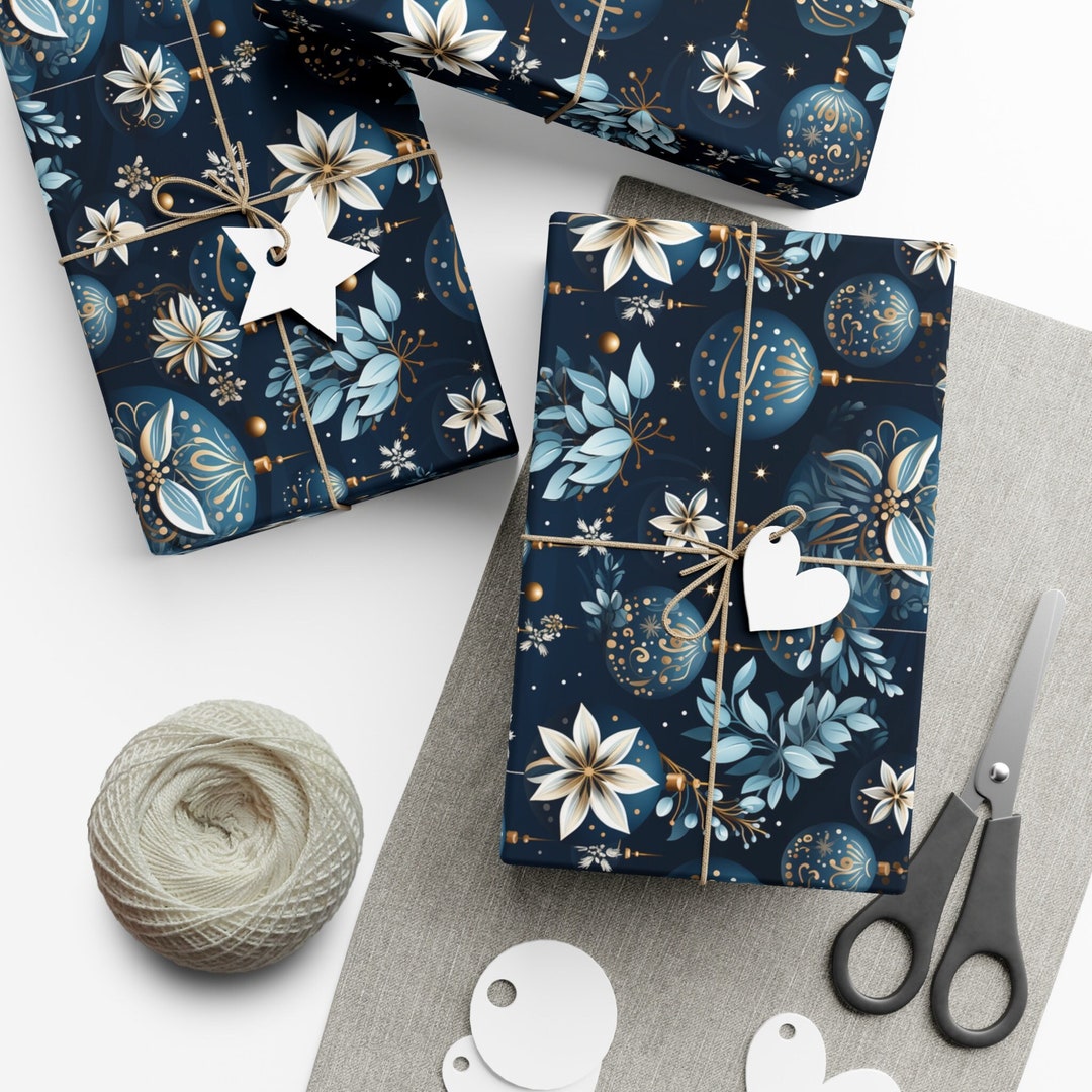 Christmas Wrapping Paper Holiday Ornament Flower Gift Wrapping Paper ...