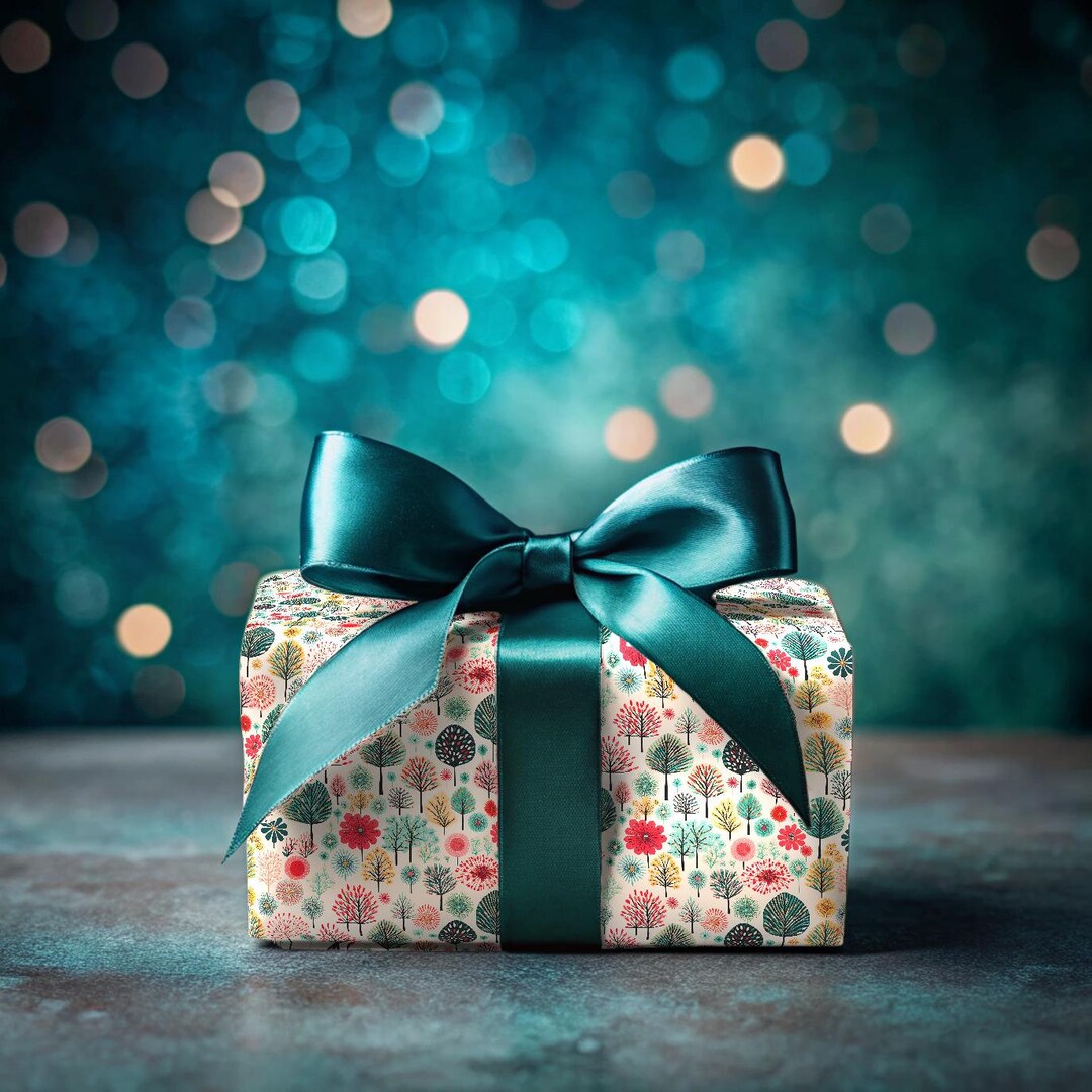 Spring Wrapping Paper Floral Woodland Gift Wrap Vibrant Abstract Tree ...