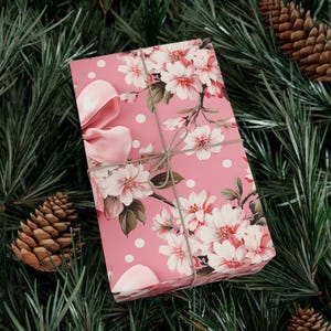 Baby Shower Wrapping Paper Pink Silk Pink Flower Bow Elegant Wrapping ...