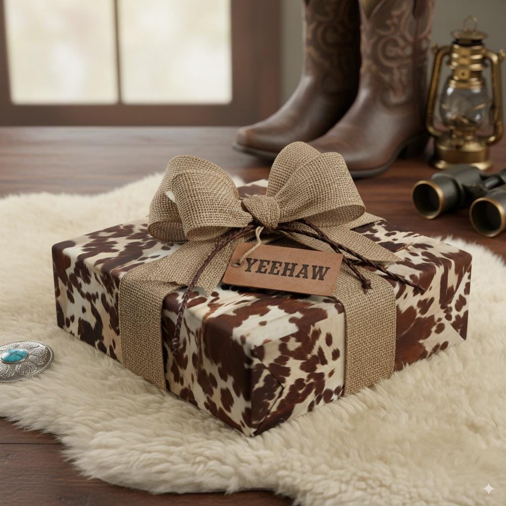 Cowhide Gift Wrap: Rancher Western Wrapping Paper, Cowboy Gift - Etsy