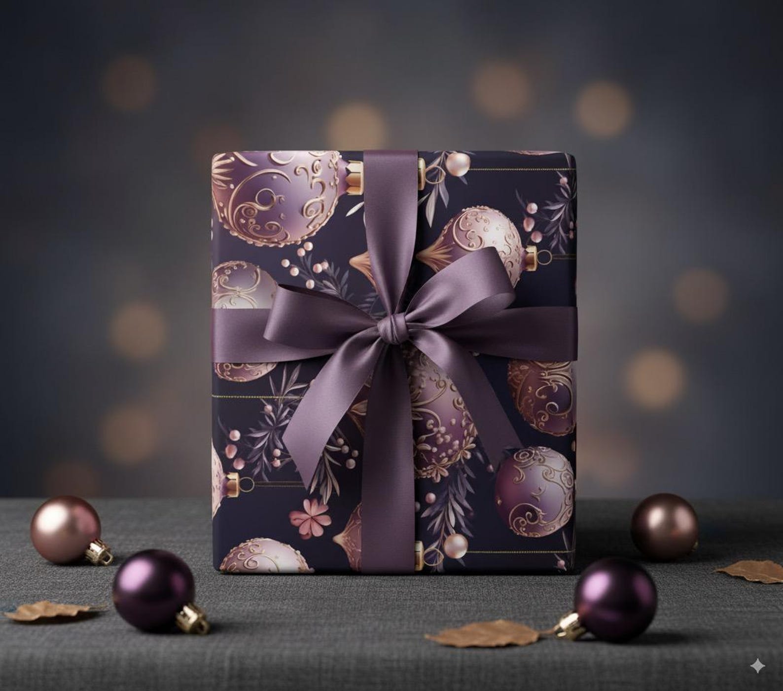 Christmas Wrapping Paper Purple on Purple Gold Royal Purple Pink ...