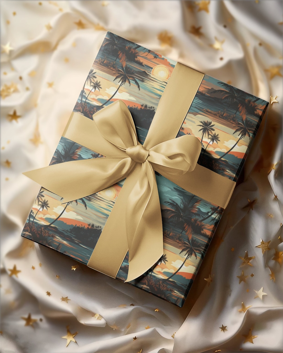 Tropical Paradise Wrapping Paper Sunset Beach Gift Wrap Palm Trees ...
