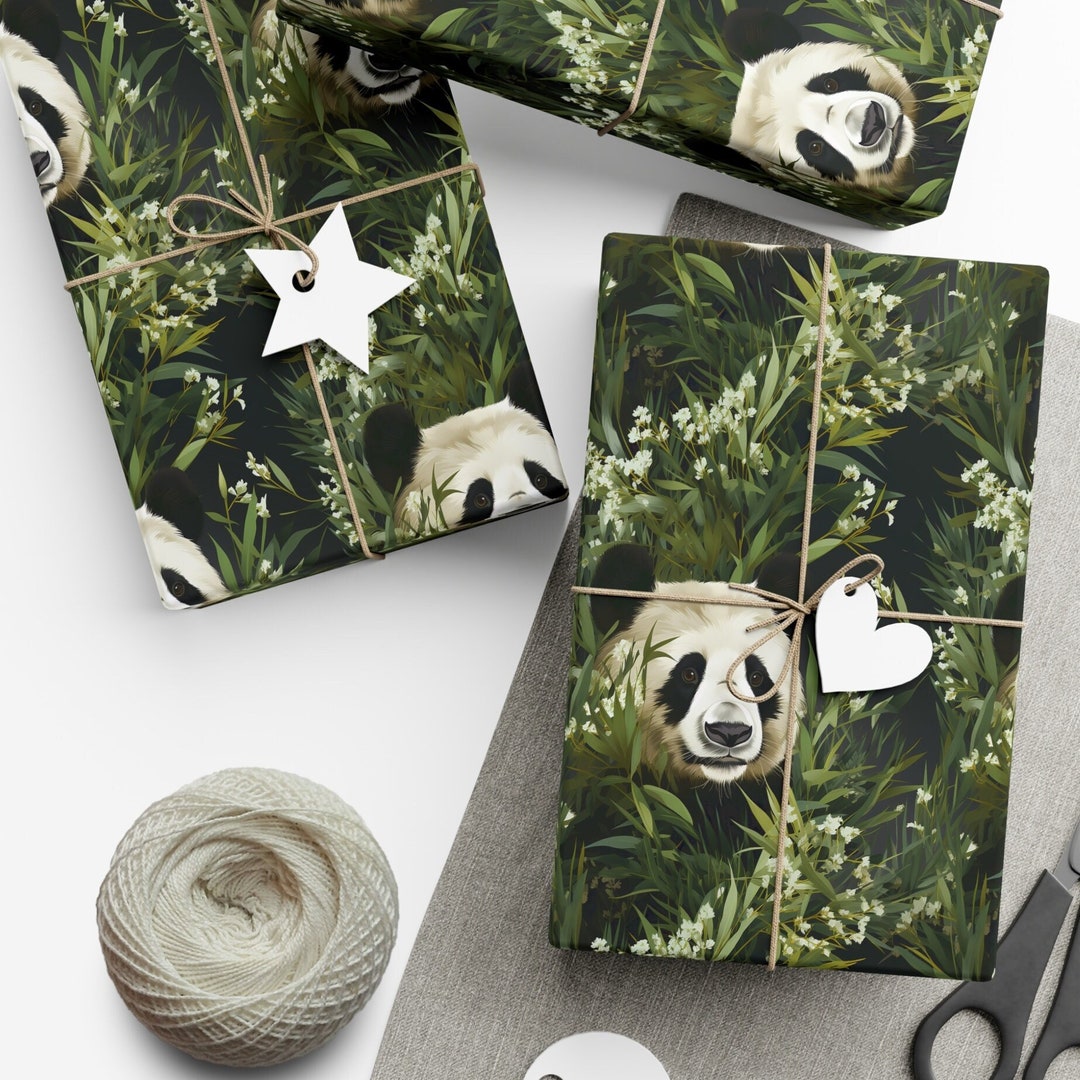 Panda Wrapping Panda Bear Black and White Panda in Green Bushes ...