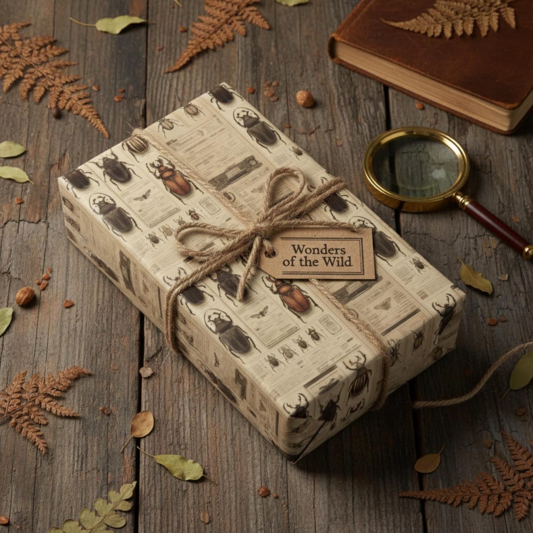 Vintage Insect Beetle Entomology Wrapping Paper Roll, Natural History ...