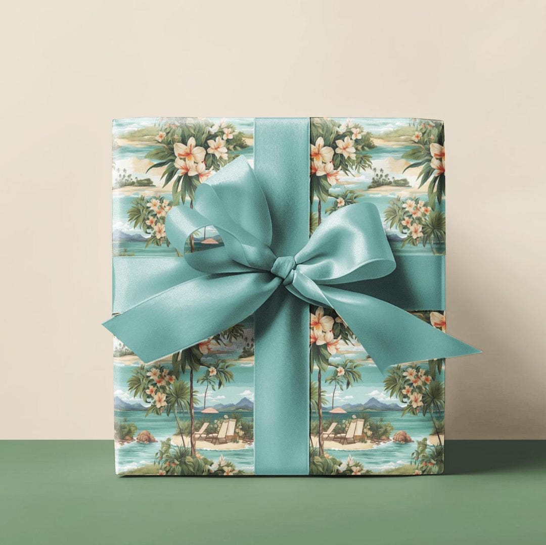 Tropical Beach Wrapping Paper: Island Paradise Gift Wrap - Etsy