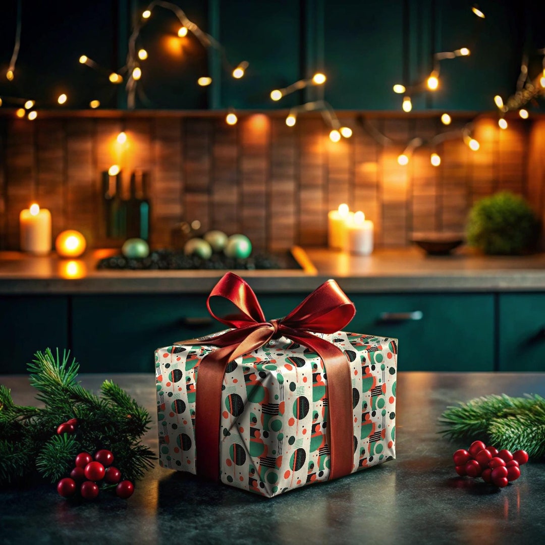 Vintage 1980s Wrapping Paper Colorful Circles and Lines Graphic Gift ...