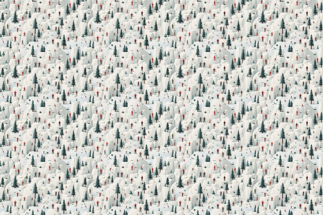 Skiing Adventure Gift Wrapping Paper Snowy Mountain Scene With - Etsy